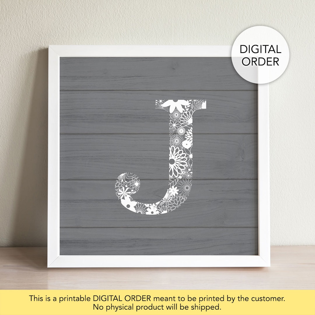 Letter J Wood Sign, Printable Letter J, Letter J Wall Art, Letter J ...