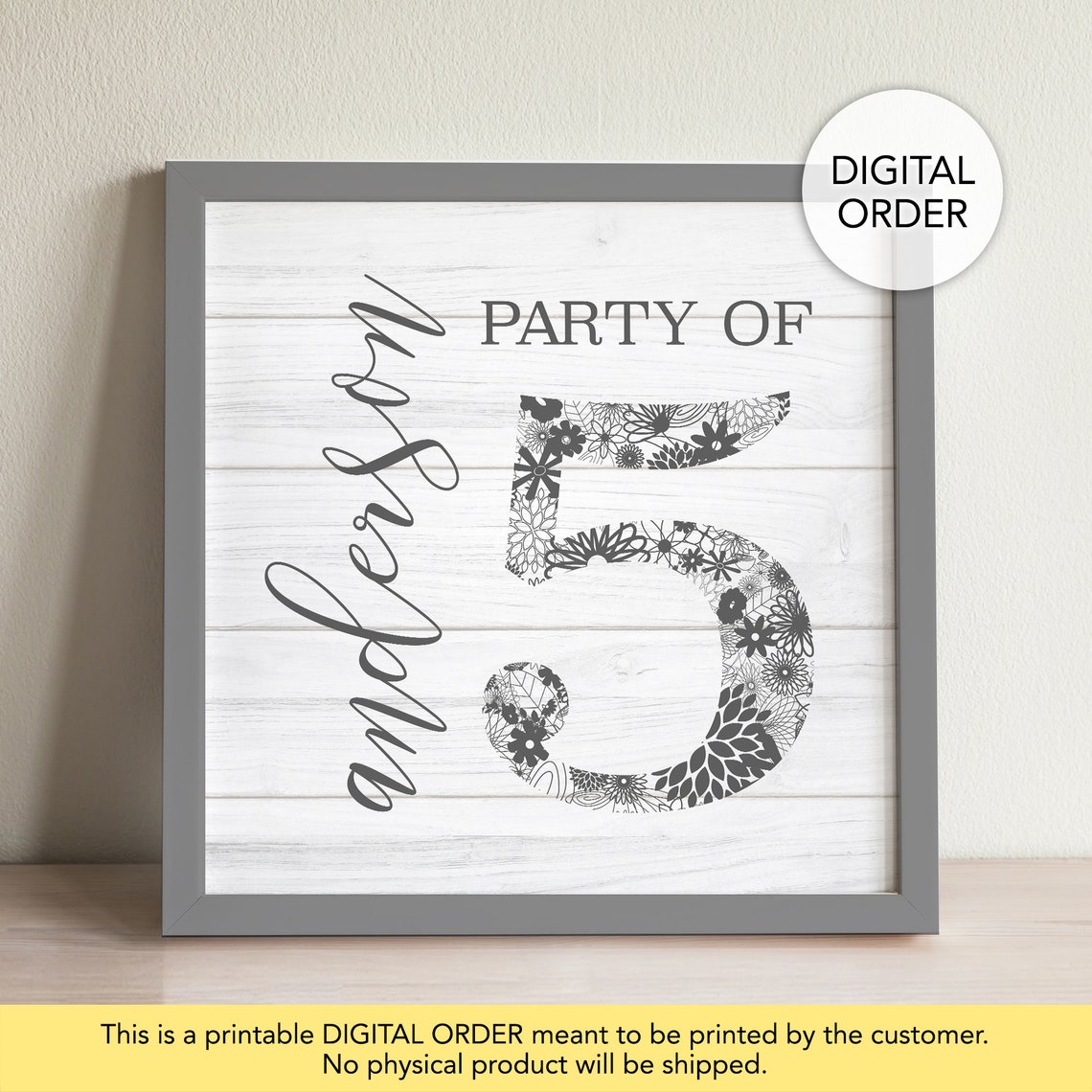 Party of 5 Printable, Party of Five Sign, Family Number Printable ...