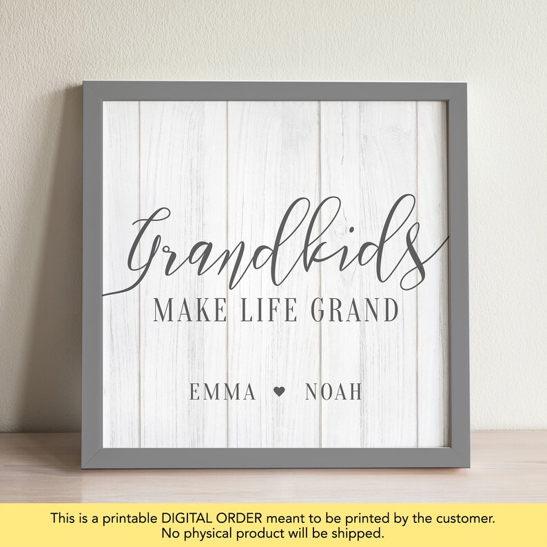 Grandkids Make Life Grand Sign, Grandkids Print, Grandchildren Wall ...