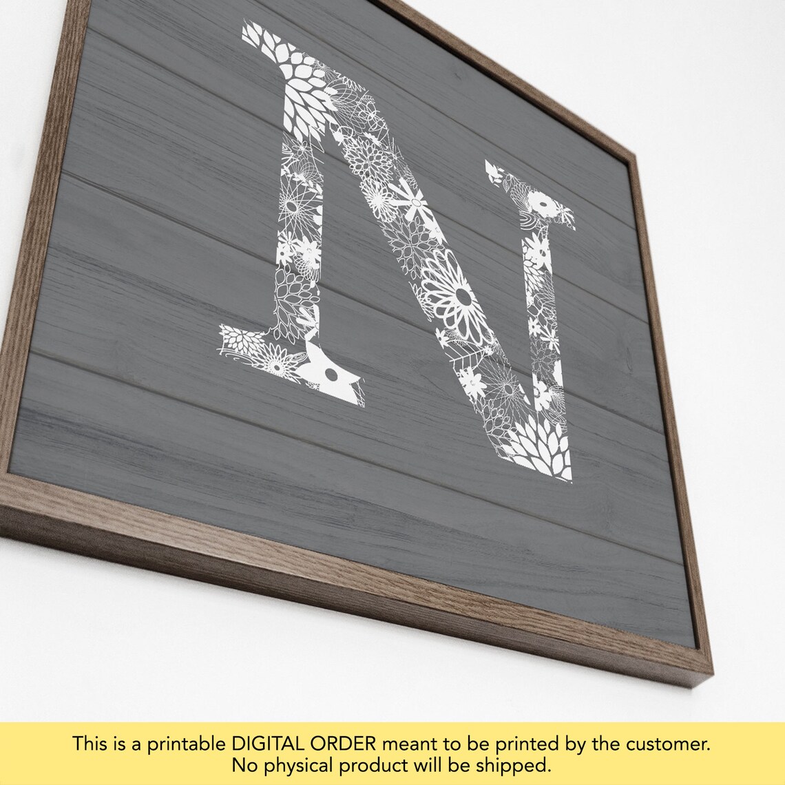 Letter N for Wall Rustic Letter N Gray Letter N Printable - Etsy