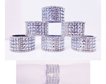 Bling Silver Rhinestone Plastic Napkin Ring Holder, Wedding Napkin ...