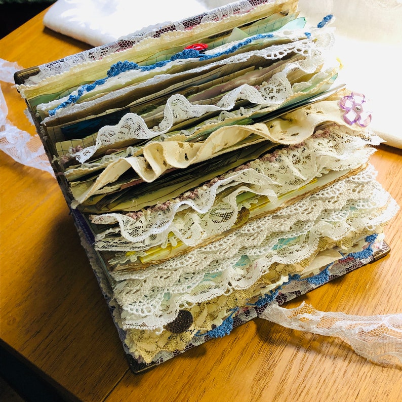 Beautiful Handmade Journal, Button and Lace Theme, Junk Journal, Record ...
