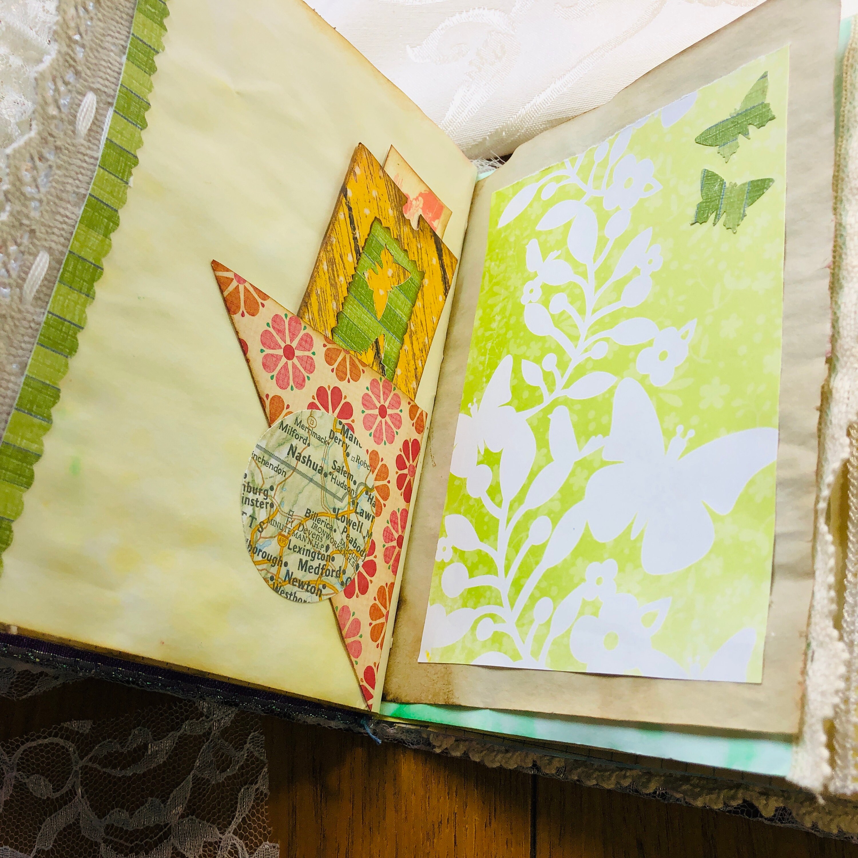 Beautiful Handmade Journal, Button and Lace Theme, Junk Journal, Record ...