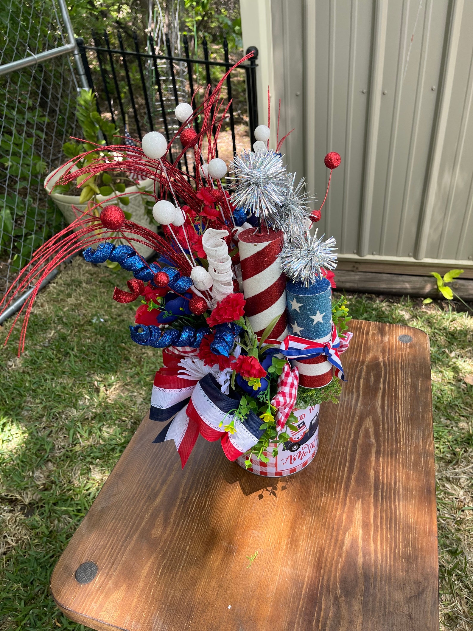 Patriotic Table Arrangement Centerpiece , Veterans Day Centerpiece, 4th ...