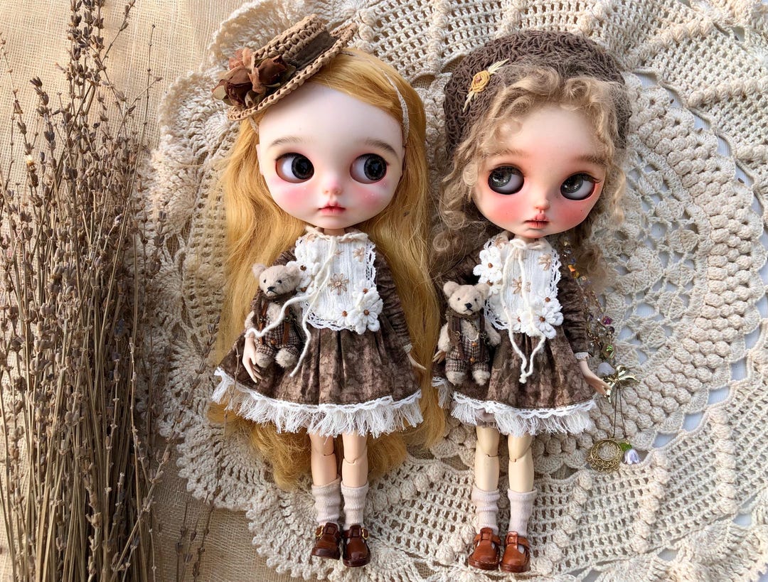 Blythe Seven-piece Set, Blythe Vintage Dress, Teddy Bear Doll, Neo ...