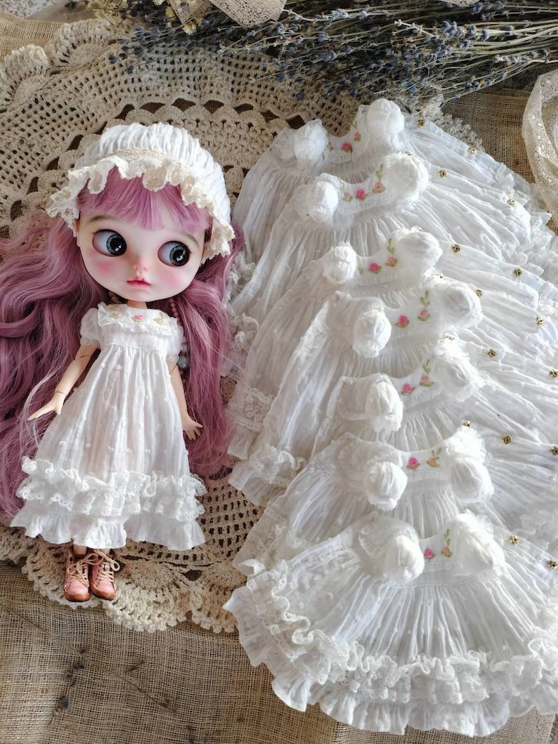 Blythe Two Piece Set, Blythe Vintage Dress, Blythe White Dress, Neo ...