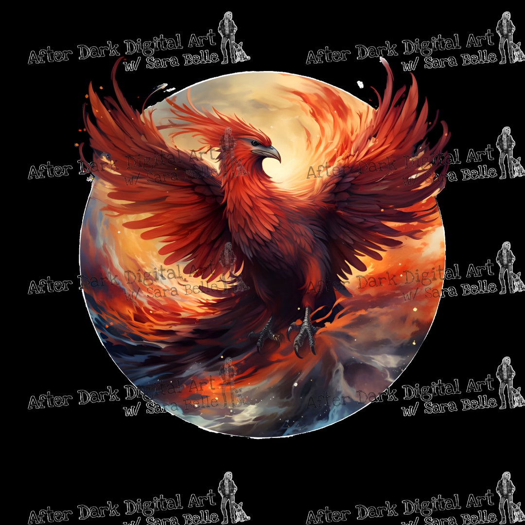 Phoenix Bird Rising UV DTF Decal, Over Fire & Ashes. Better Than Vinyl ...