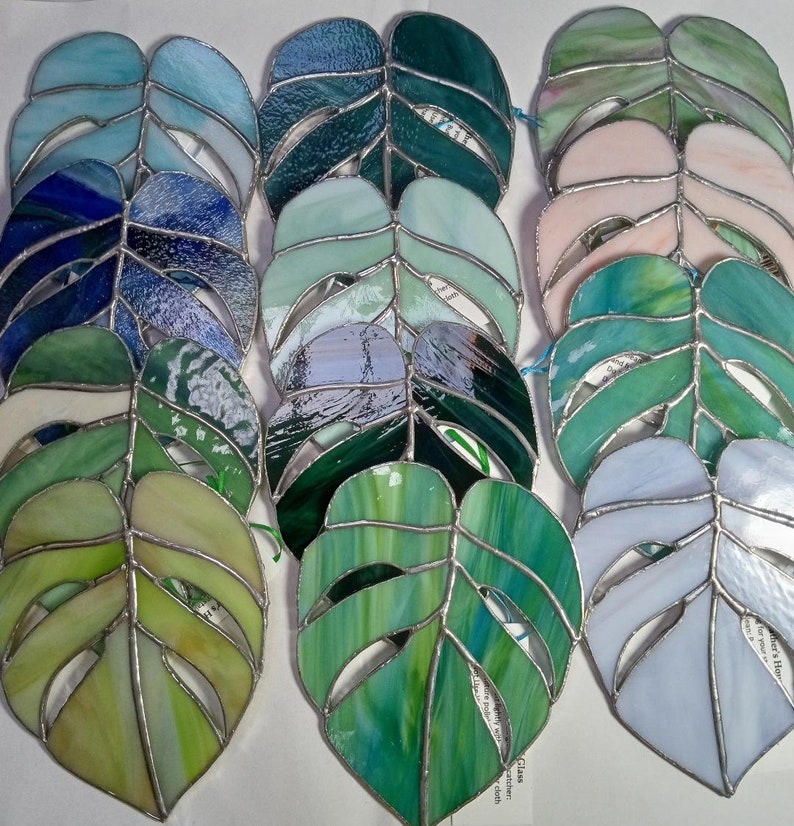 Stained Glass Monstra Leaves - Etsy