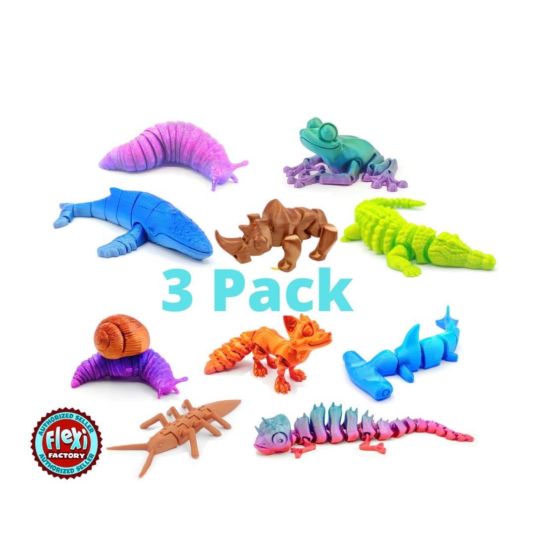 3 Pack Flexi Articulated Fidget Sensory Stim ASMR Animal Desk Toys - Etsy