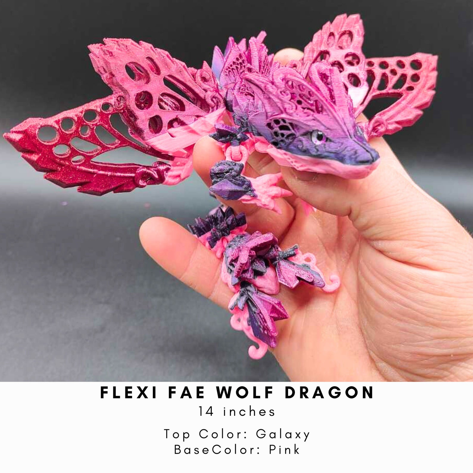 Fae Wolf Dragon 14 in | Flexi Dragon Articulated Dragon | Fidget Dragon ...