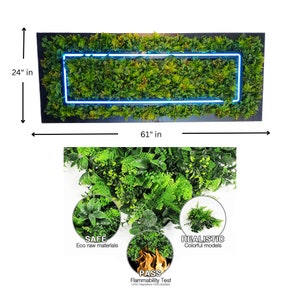 Elegant LED Green Plant Wall Framed Foliage With Color Changing LED ...