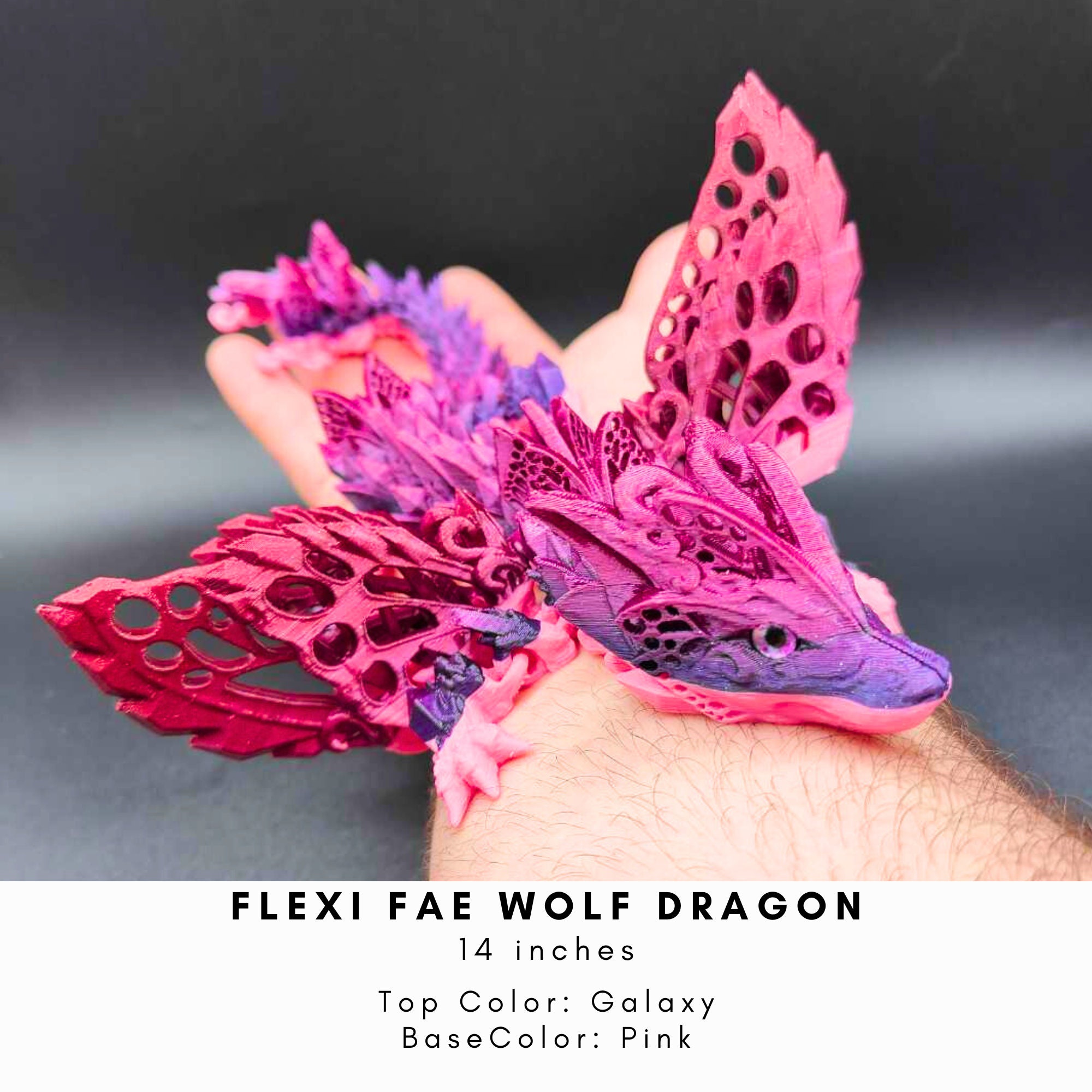 Fae Wolf Dragon 14 in | Flexi Dragon Articulated Dragon | Fidget Dragon ...