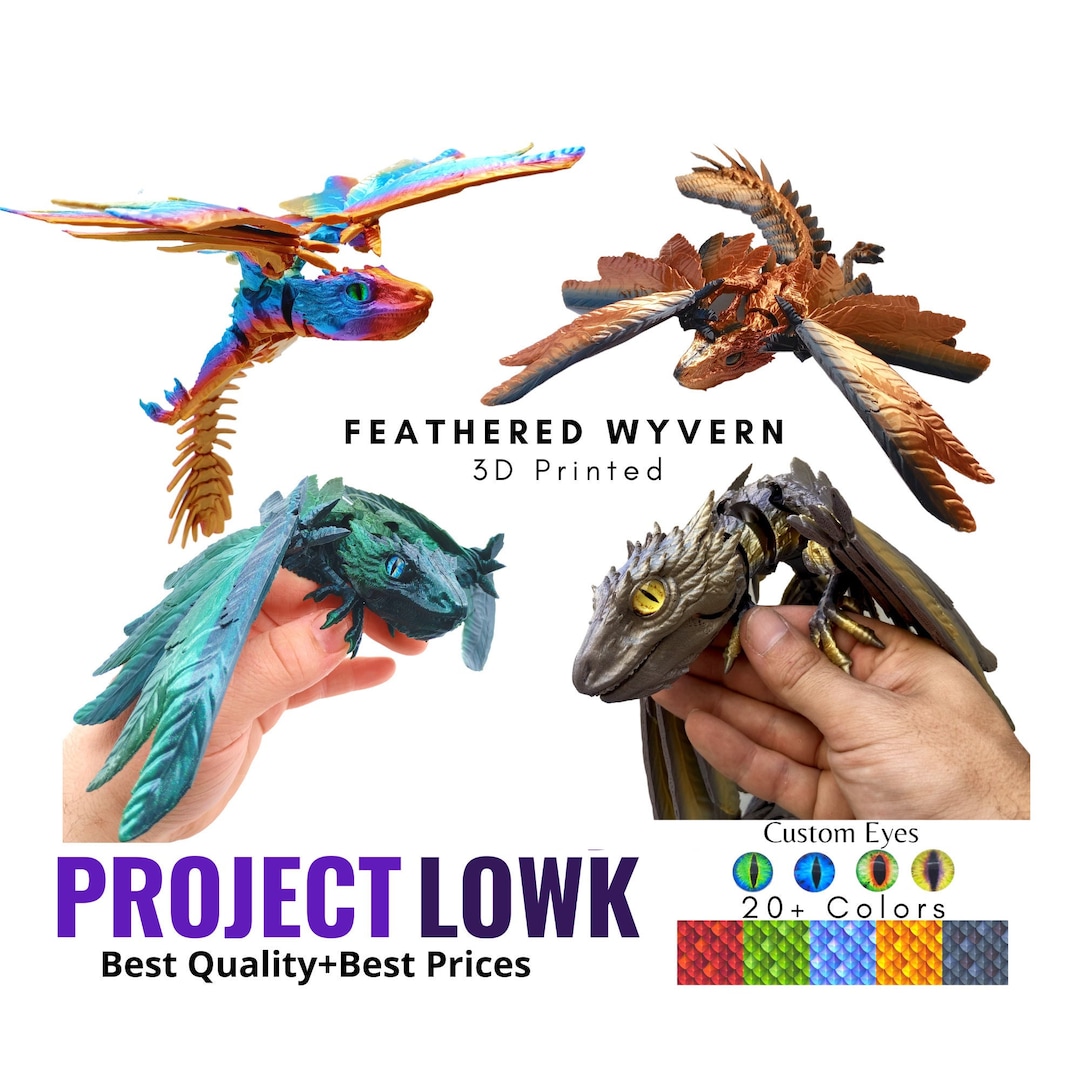 Feathered Wyvern Dragon | Flexi Articulated Dragon | Fidget Dragon | 3D Printed Dragon | 3D ...