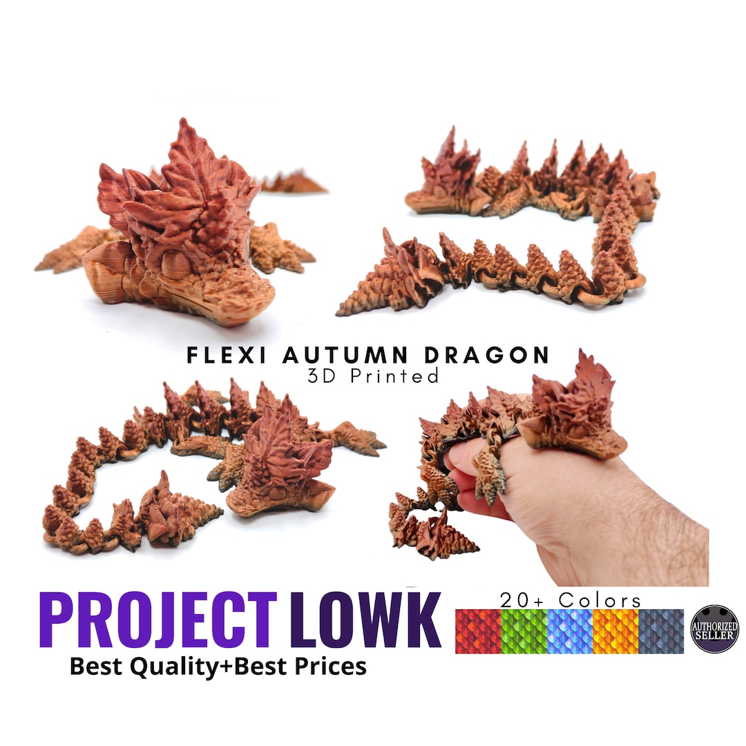 Flexi Autumn Dragon Cinder Wing 3D Printed Dragon 3D Prints Flexi ...