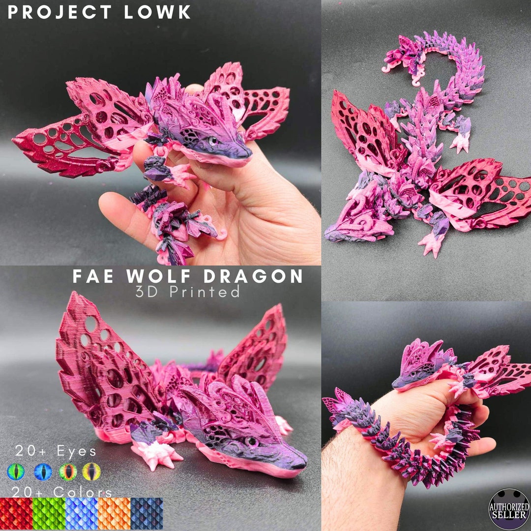 Fae Wolf Dragon 14 in | Flexi Dragon Articulated Dragon | Fidget Dragon ...