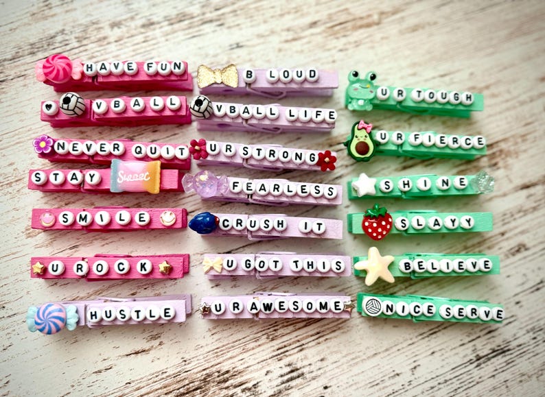 Volleyball Clothespin Pins: Motivational Team Spirit Clips - Etsy