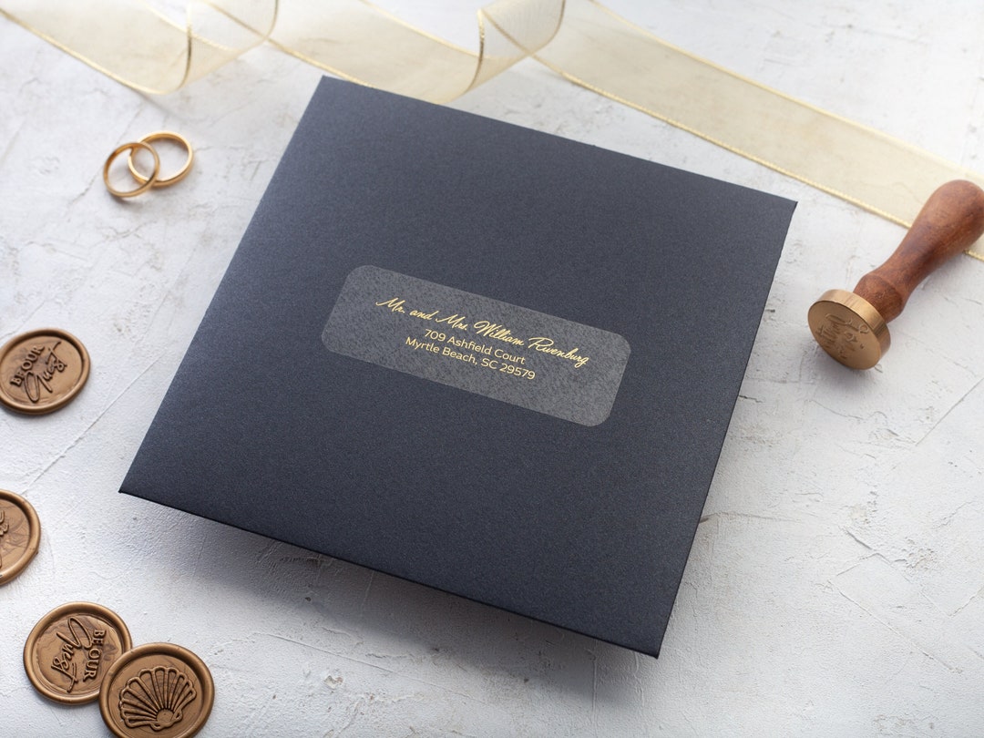 Address Sticker - Wedding Invitation Address Sticker in Gold & Silver ...