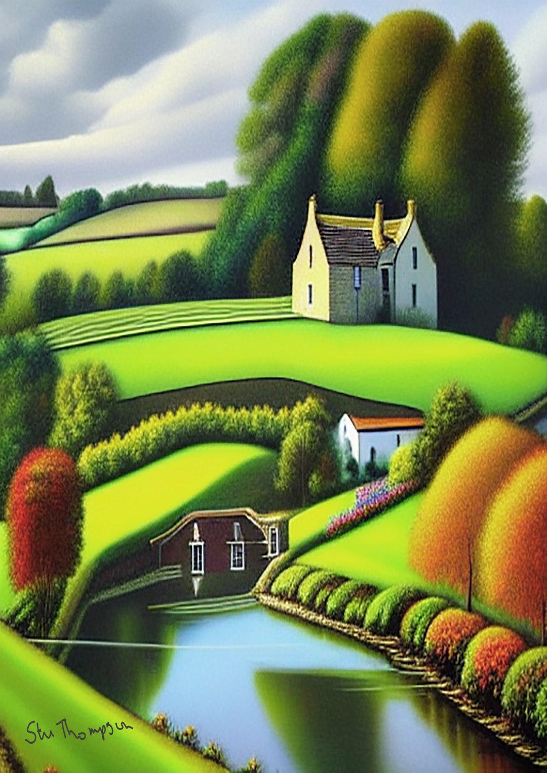 A Lovely Print of a Calm Peaceful English Country Scene. an - Etsy