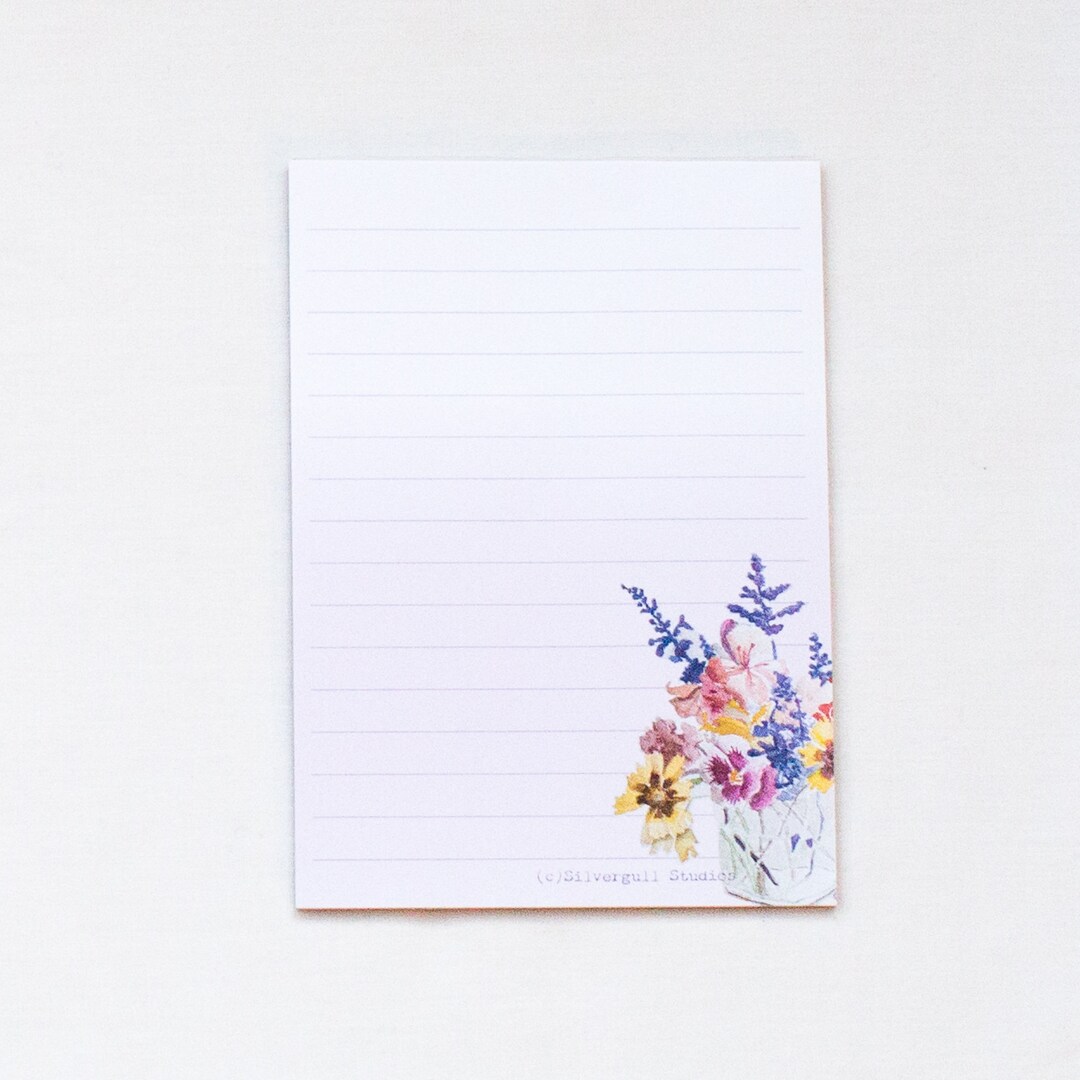 5x7 Lined Notepad - Stationary - Watercolor Artwork - Wildflowers - Etsy