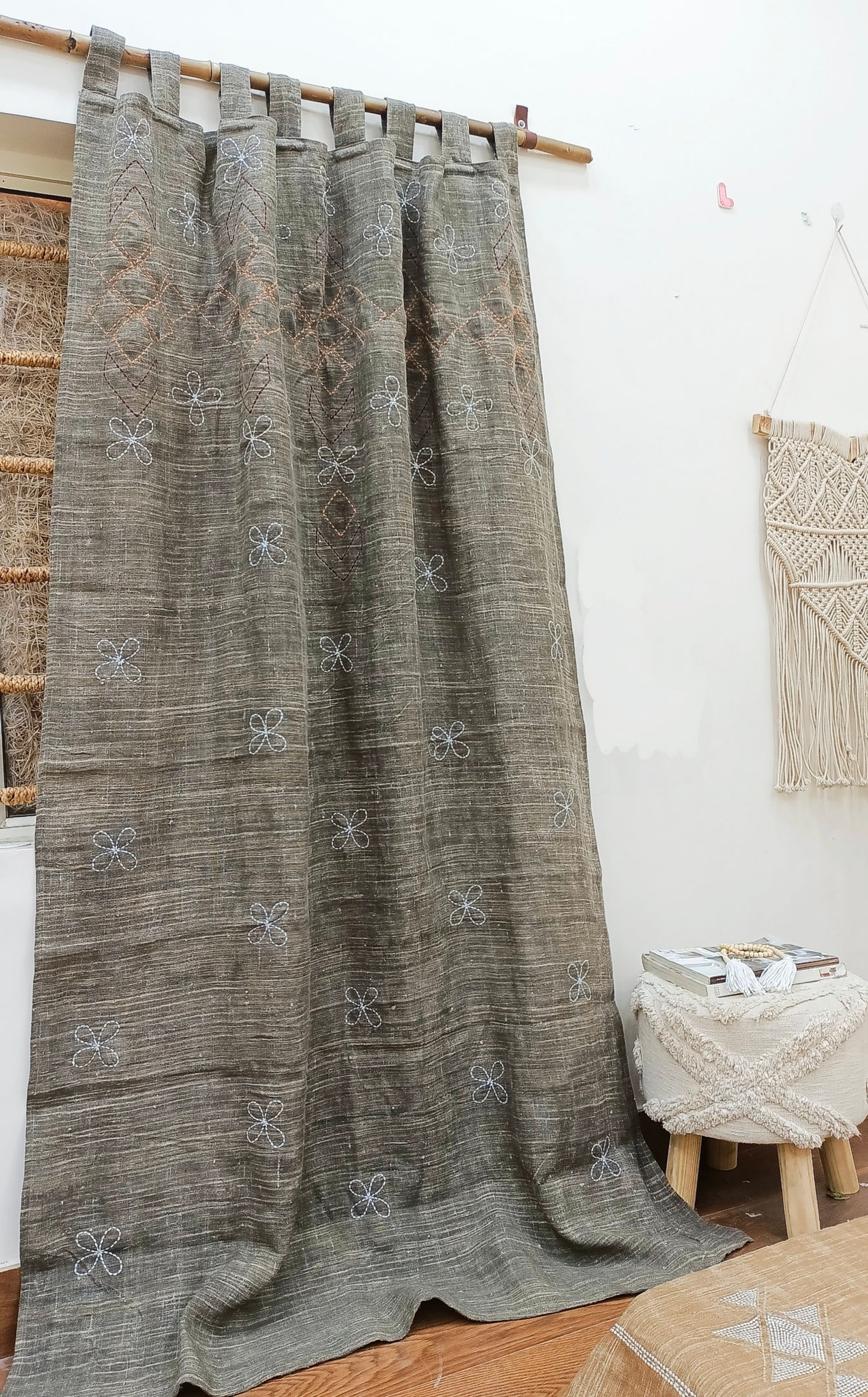 Tab Top Linen Curtain Sabra Silk Inspired Linen Curtain - Etsy