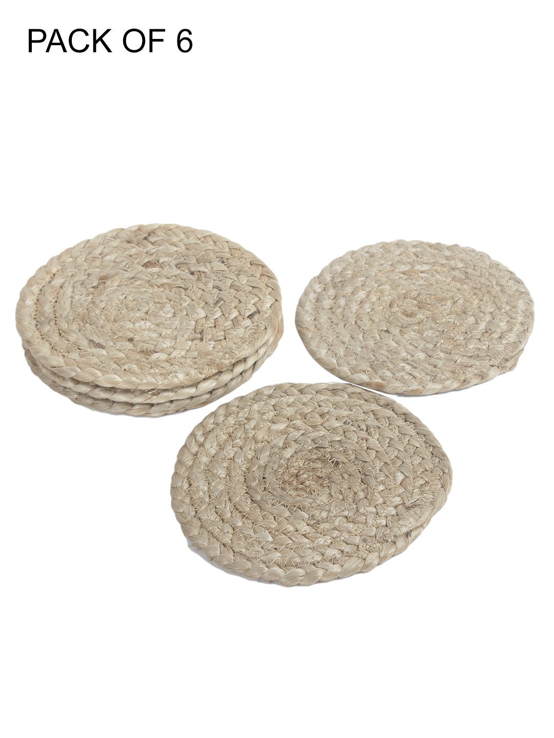 Set of 4 Sustainable Natural Jute Coasters Artisan Handmade Coaster ...