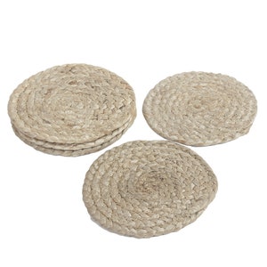 Set of 4 Sustainable Natural Jute Coasters Artisan Handmade Coaster ...