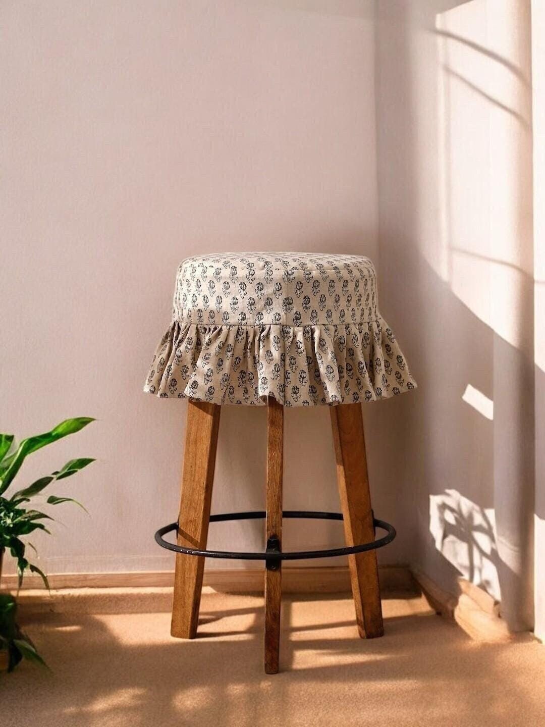 Custom Slipcover for Bar Stool Hand Block Printed Slipcover Bar Stool ...