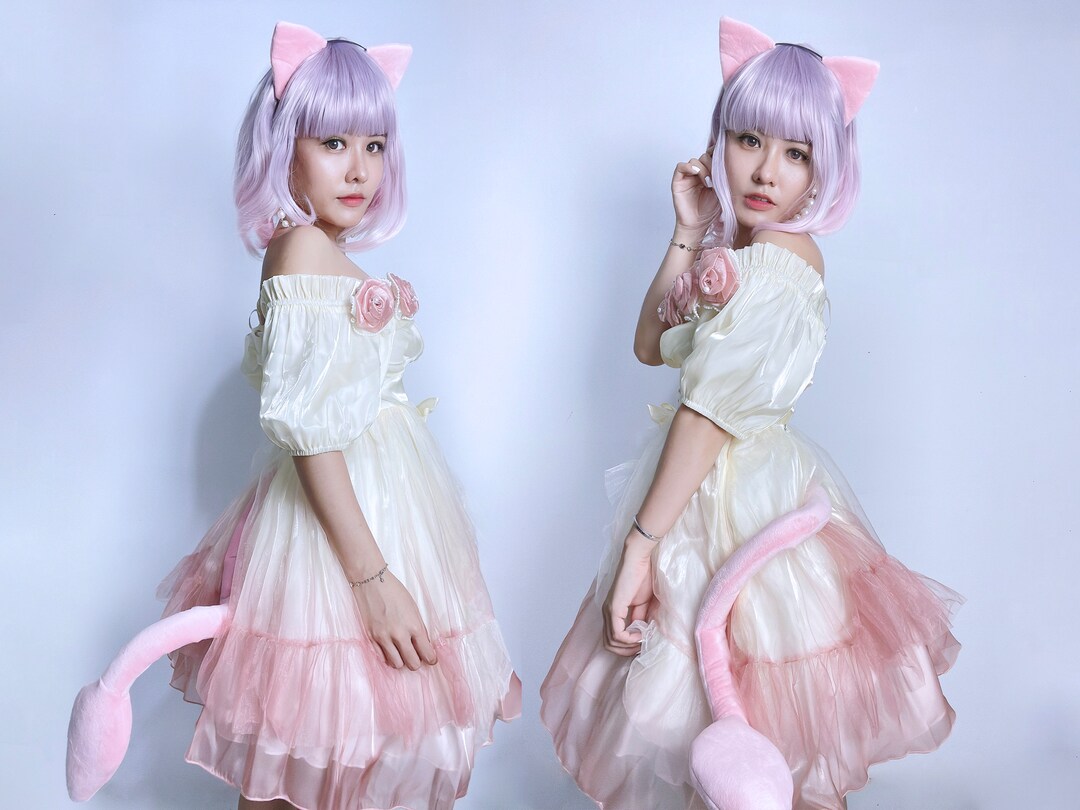 Pink Psychic Creature Costume / Cosplay Ears and Wired Tail - Etsy