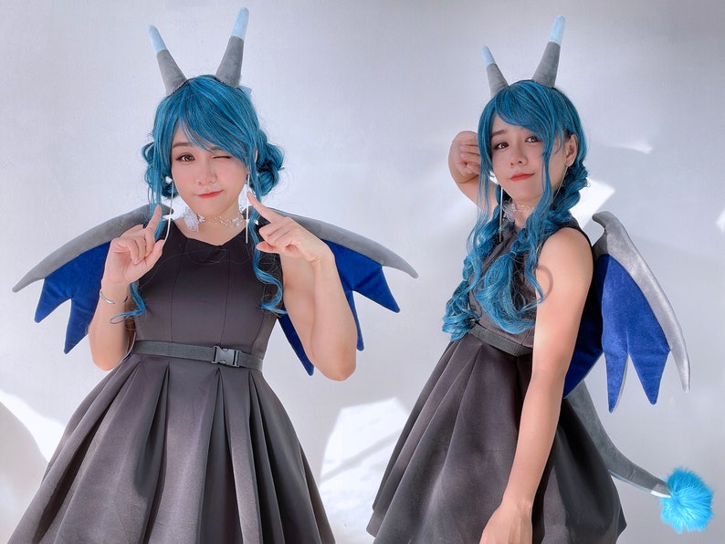 Mega Charizard Costume Headband Horns Wings and Tail/ - Etsy