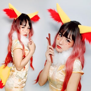 Fire Flame Fox Ears and Tail for Cosplay / Costume / Convention - Etsy