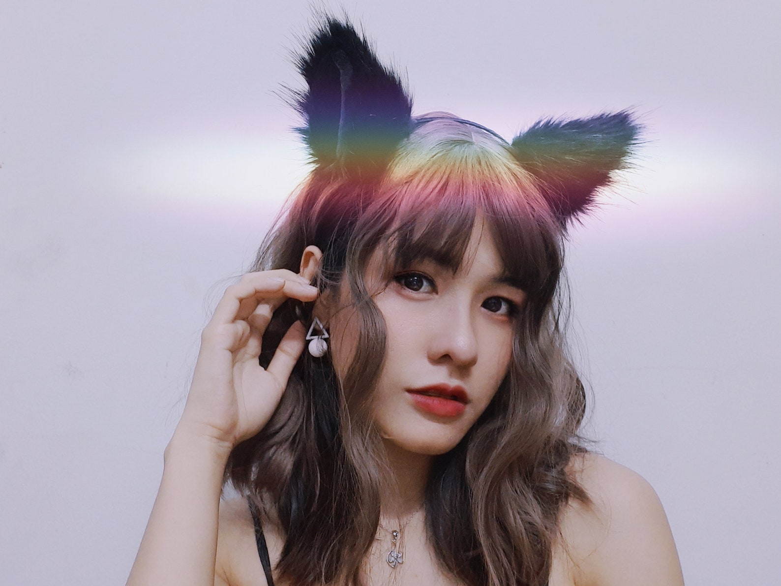 Fluffy Fuzzy Black & White Cat Ears and Tail for Cosplay and Halloween ...