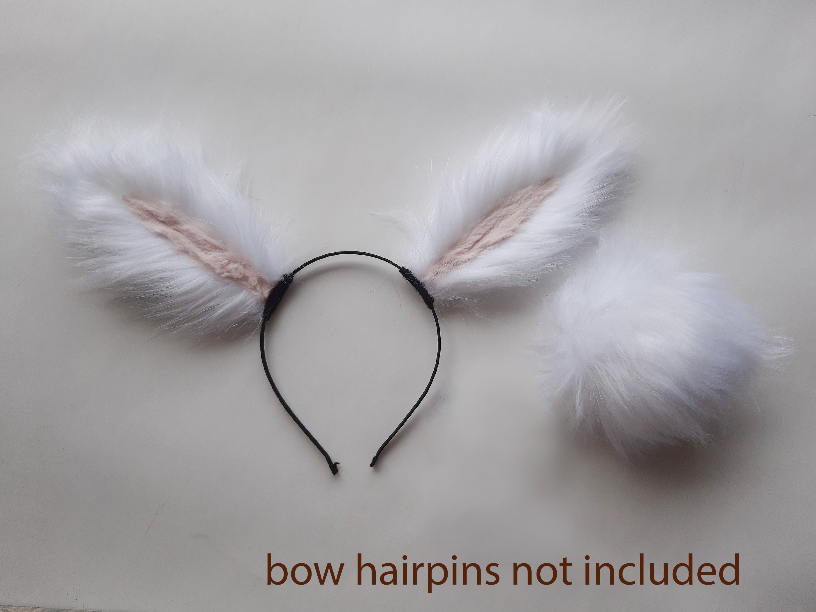 Fluffy Fuzzy Bunny Ears With Bow and Tail for Both Kids and - Etsy