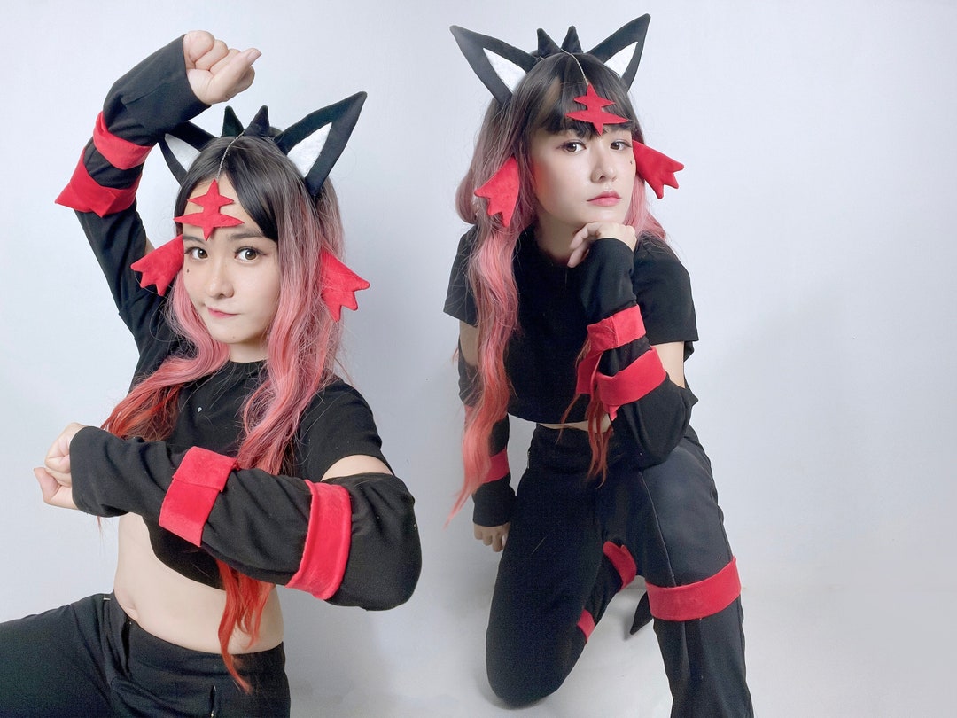Black Red Cat Ears and Tail for Cosplay / Costume - Etsy