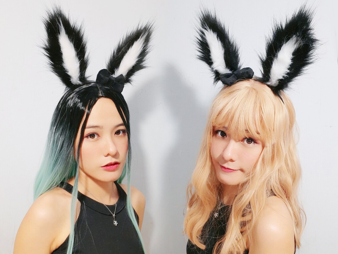 Fluffy Fuzzy Bunny Ears With Bow and Tail for Both Kids and - Etsy