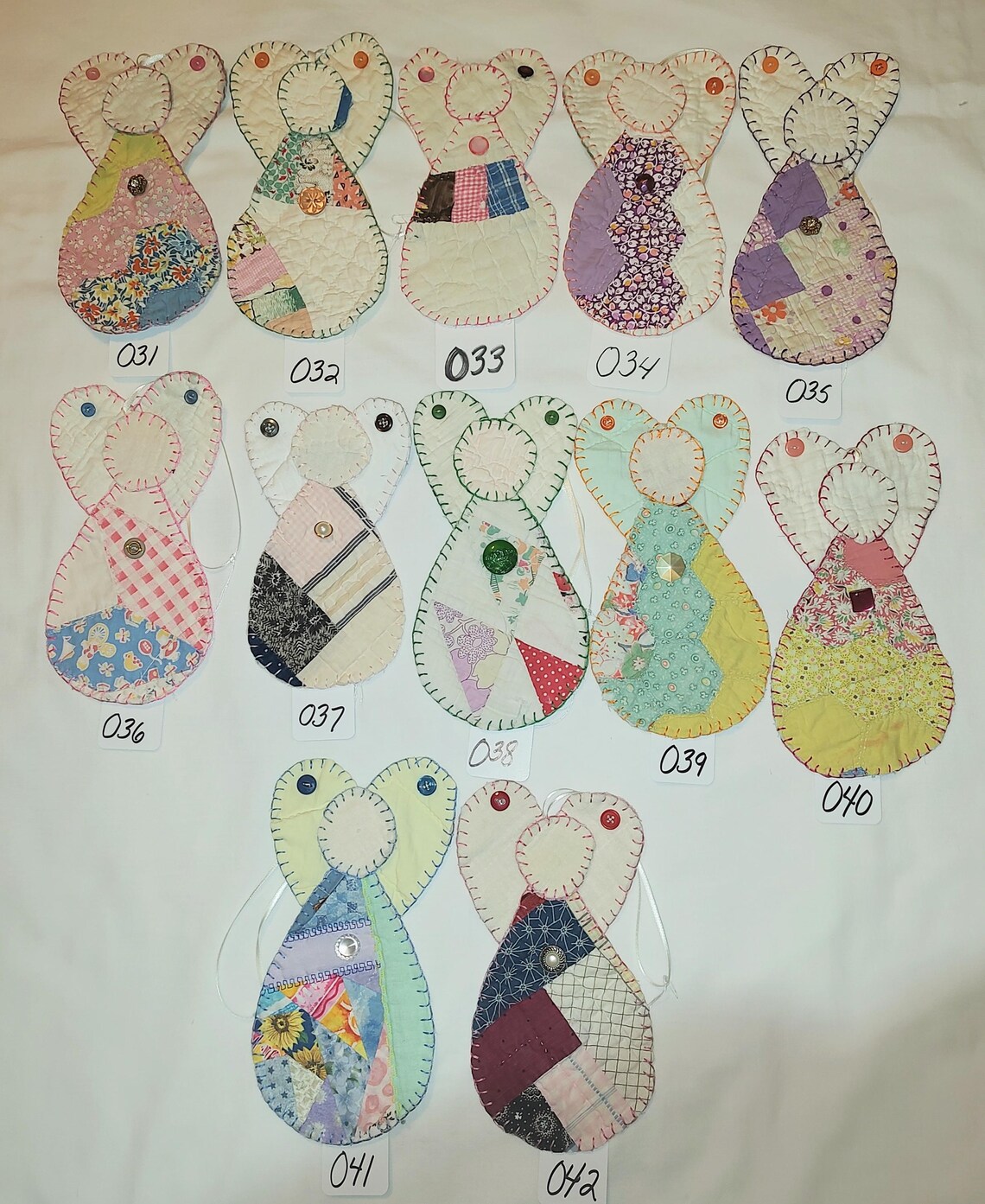 Quilted Handmade Angel Ornaments Made From Repurposed Vintage Quilts ...