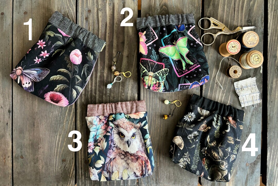 Squeeze Frame Pouch-lined, Ready to Ship, Canvas Quilted Notions Pouch, Rifle Paper, Needlework ...