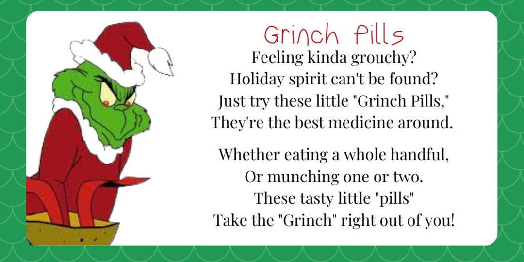 Grinch Pill Card Card - Etsy