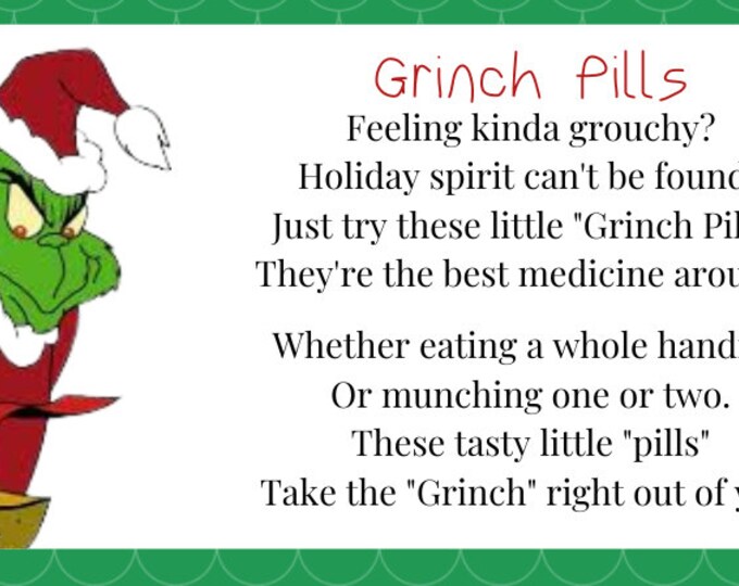 Grinch Pill Card Card - Etsy