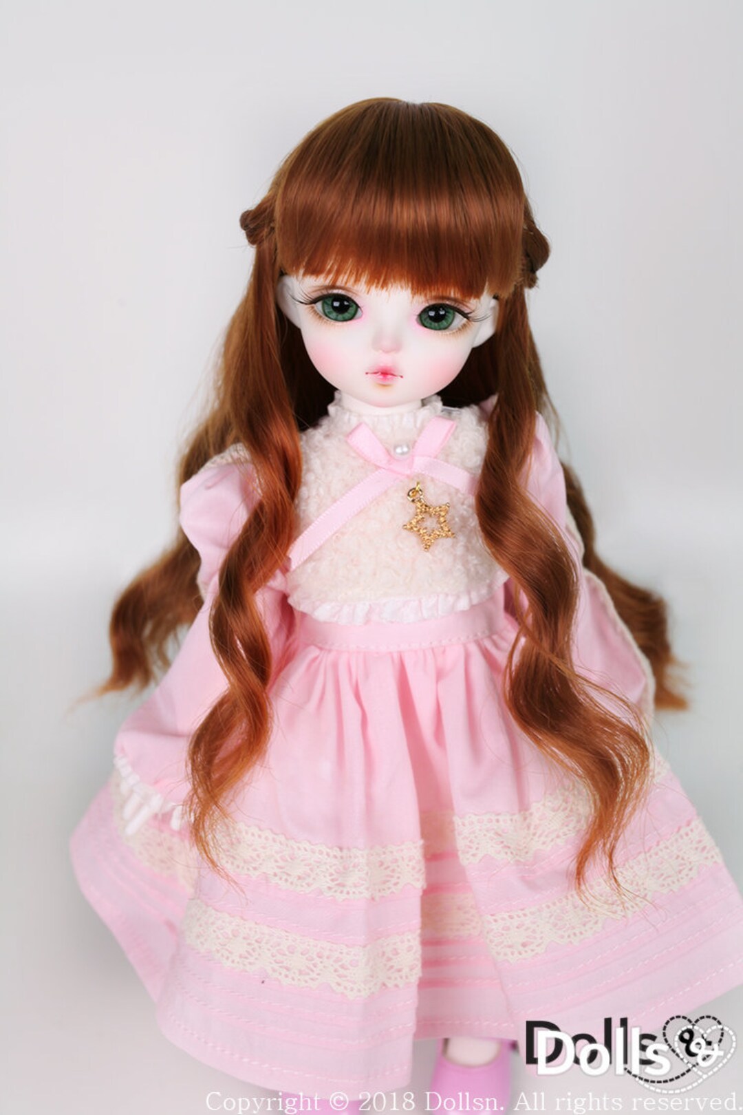 BJD Wig Pigtail Long Curl Hair Ginger for USD Yosd 6-7inch 26cm 1/6 ...
