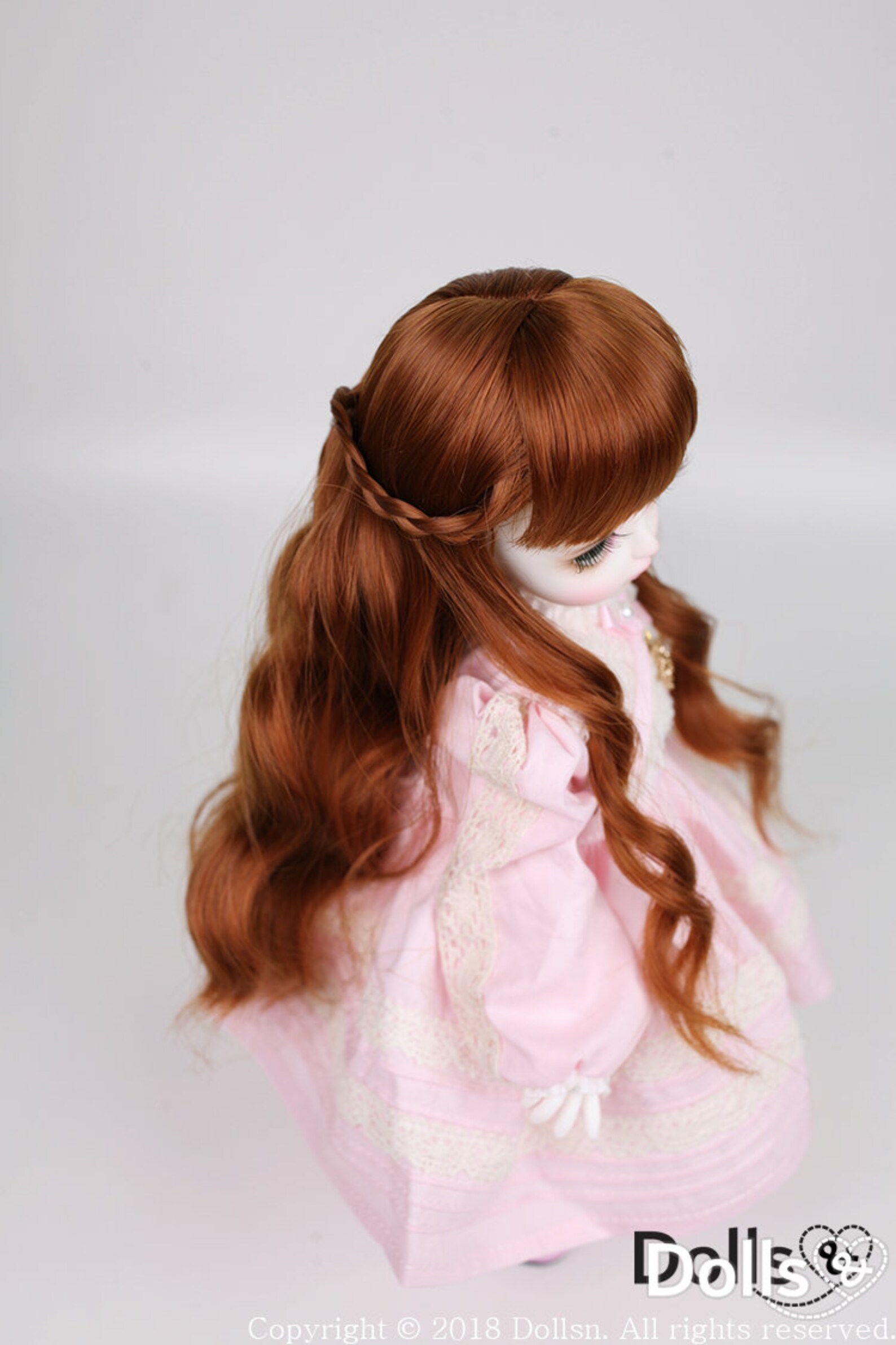 BJD Wig Pigtail Long Curl Hair Ginger for USD Yosd 6-7inch 26cm 1/6 ...