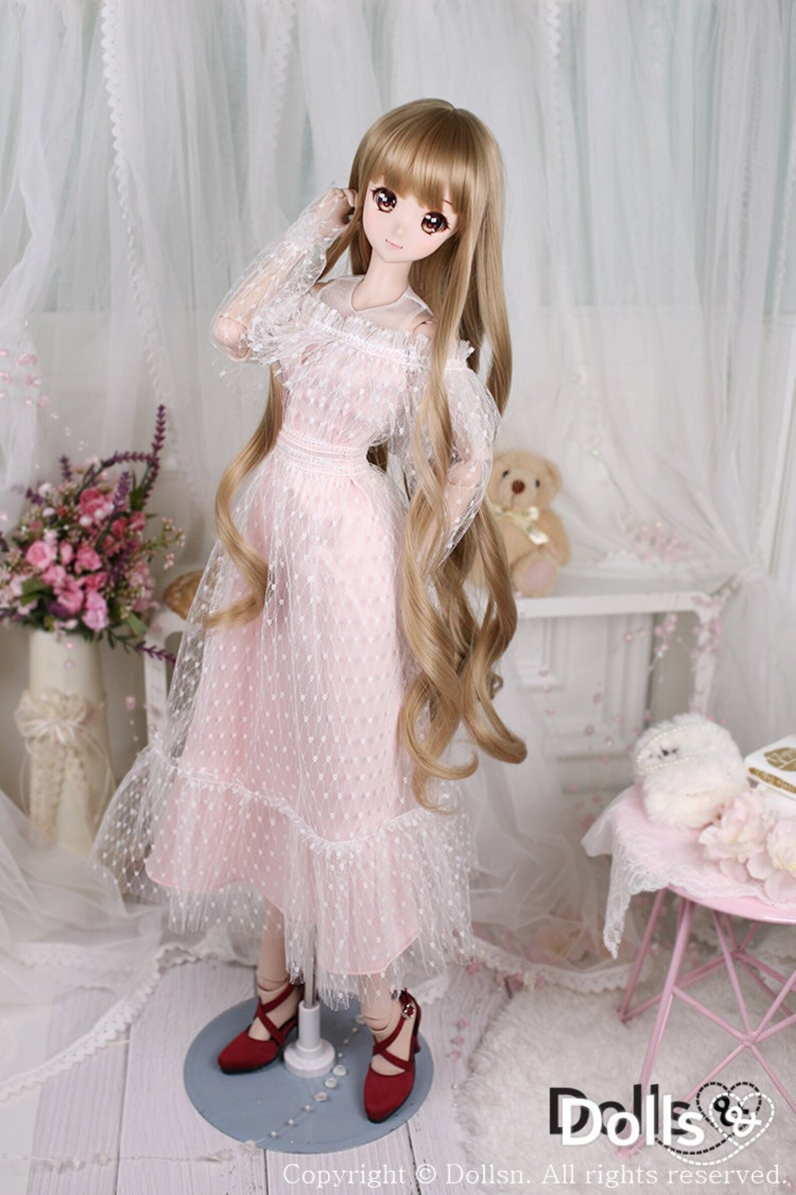 BJD Clothes Pink Dot Lace One-piece for Smartdoll DD SD 60cm - Etsy