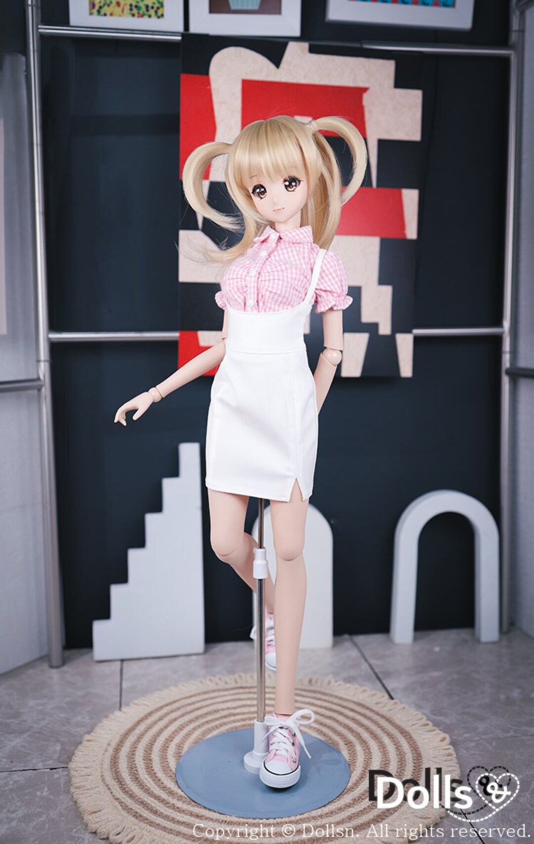 BJD Clothes Skirt With Suspenders White for DD Smartdoll 60cm 1/3 Doll ...