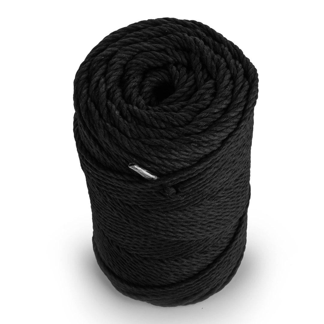 BLACK Macrame Cord 3mm Macrame Rope 3-ply Twisted Macrame Rope 153 Yd ...