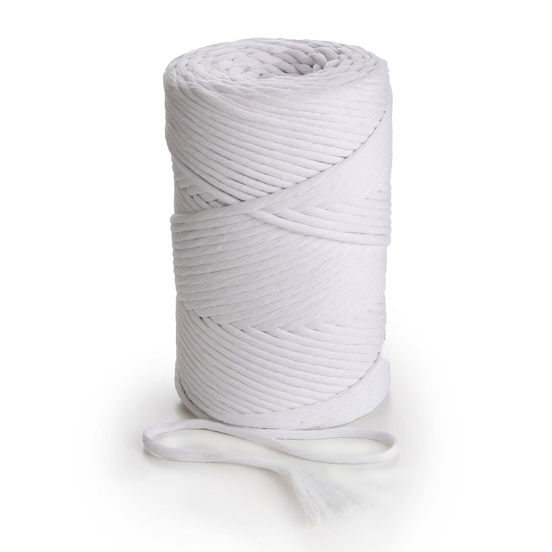 WHITE Macrame Cord 3mm Single Twist Cotton String 459 Feet Single ...