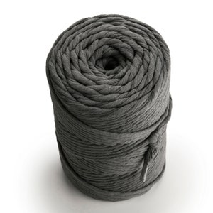 Dark Gray Macrame Cord 3mm Single Twist Cotton String 459 Feet Single ...