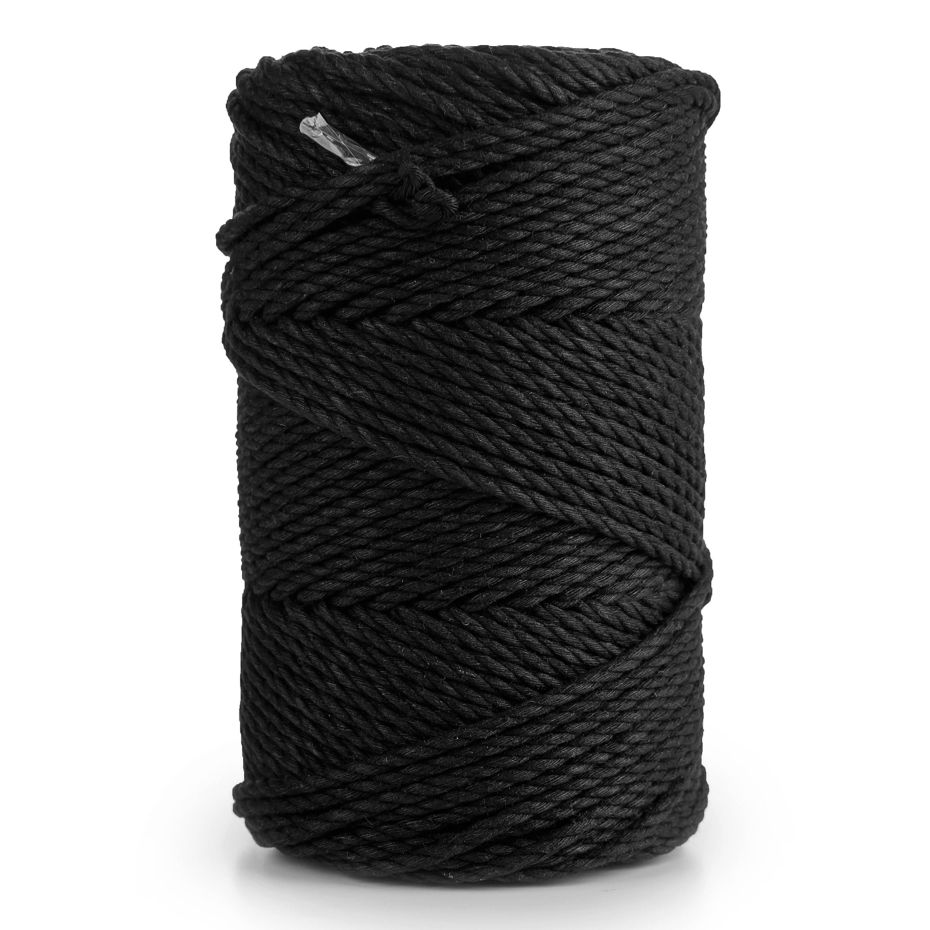 BLACK macrame cord 3mm macrame rope 3-ply twisted Macrame rope | Etsy