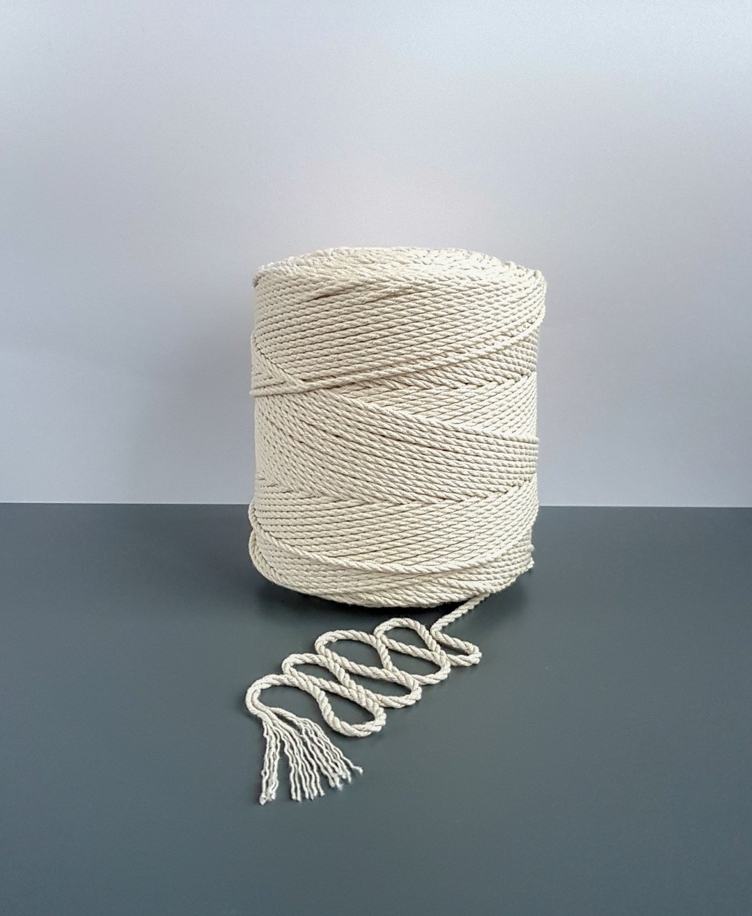 Macrame Cotton Cord 3mm Macrame Rope 1345 Feet 3 Strand Twisted Natural ...