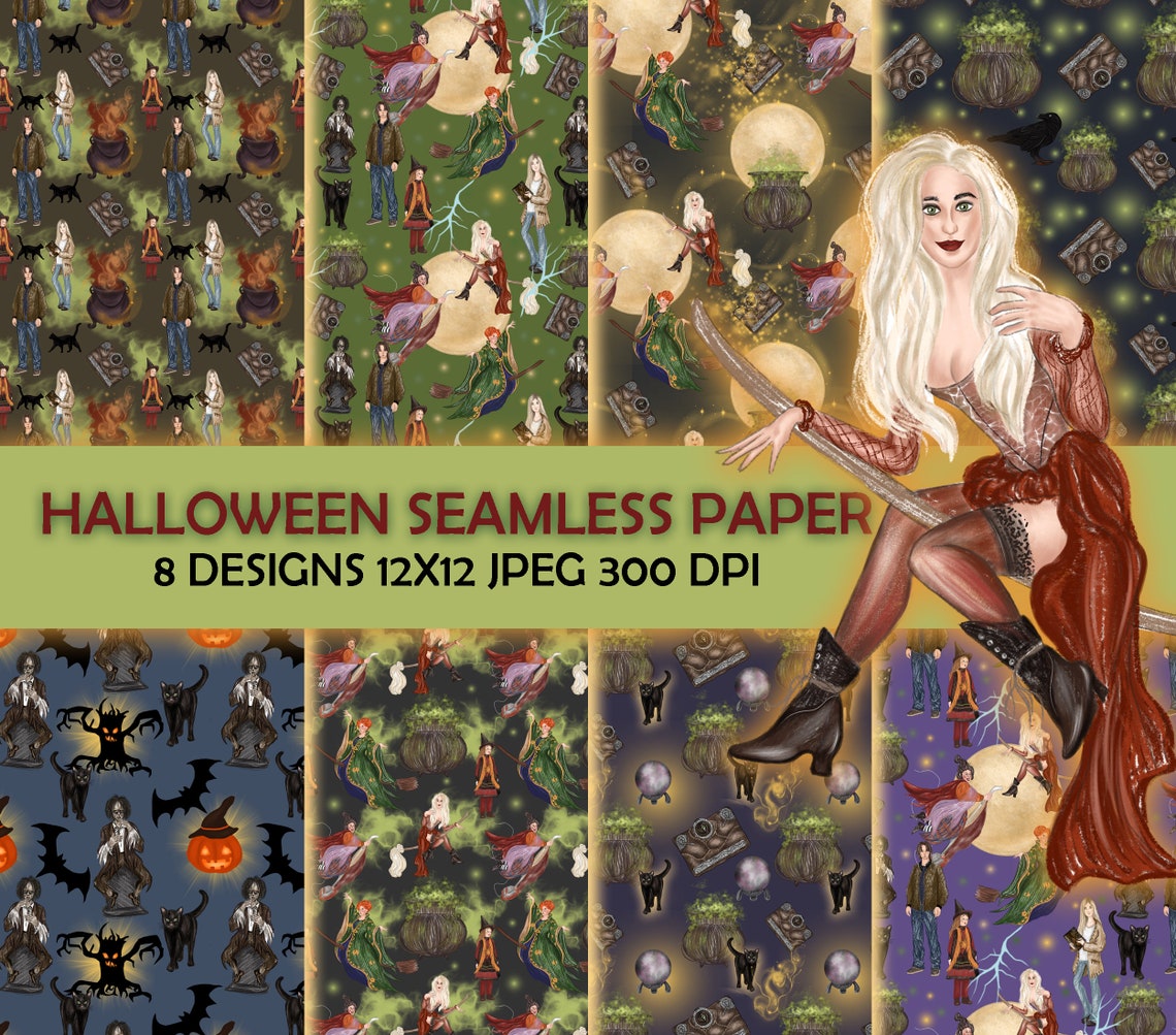 Hocus pocus seamless paper pack INSTANT DOWNLOAD | Etsy
