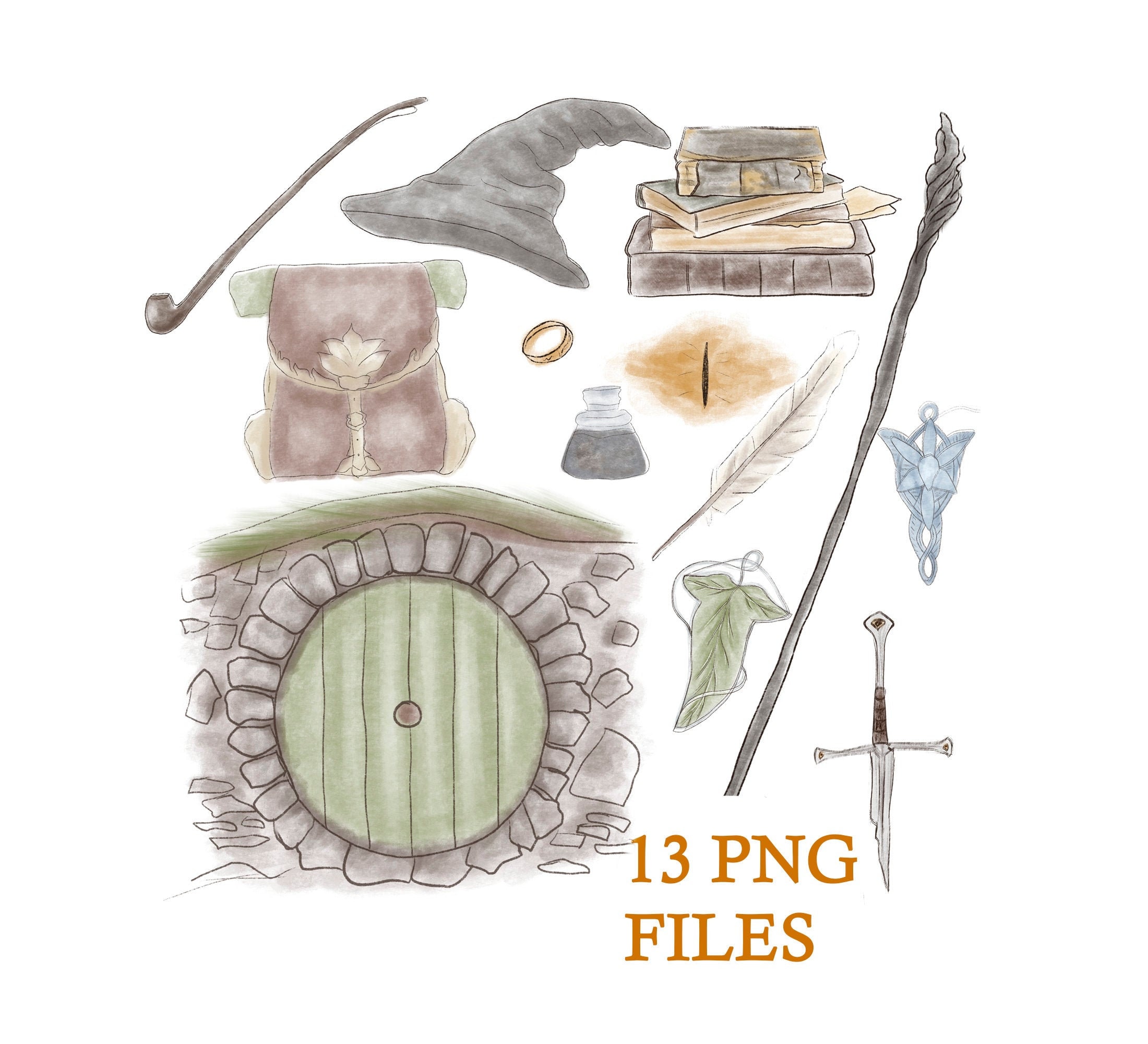 Lord of the Rings Hobbit clipart PNG-INSTANT DOWNLOAD | Etsy