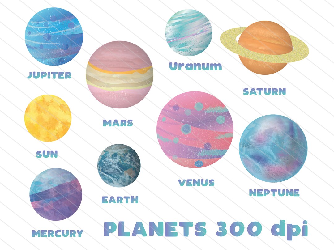 Planets Vector Clipart 9 Elements Solar System : Jupiter, Venus, Earth ...